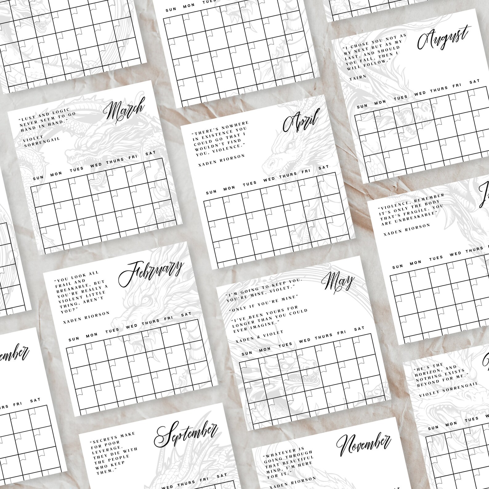 The Empyrean Yearly Calendar, the Empyrean Calendar Printable, Fourth ...