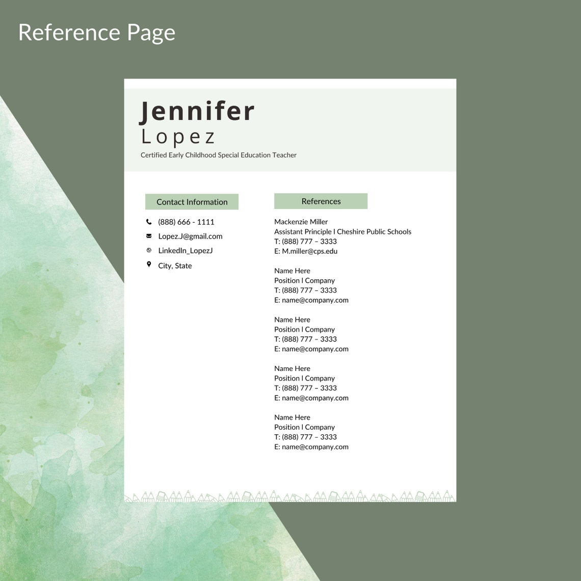 Teacher Resume Template, CV Resume Template, Creative Teacher Resume - Etsy