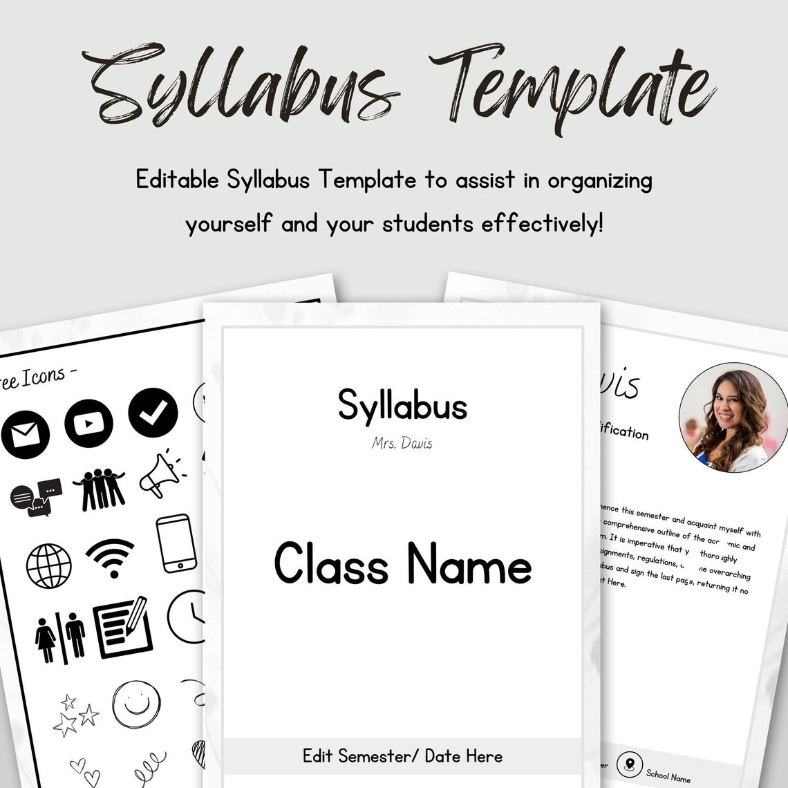 Syllabus Template, Middle School Syllabus Template, High School ...