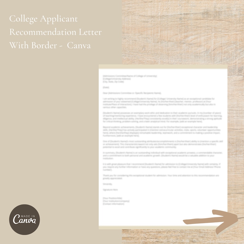 College Applicant Recommendation Letter, Recommendation Letter, Letter ...