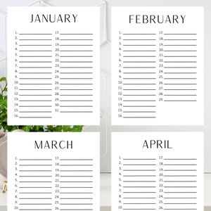 Perpetual Birthday Calendar, Perpetual Birth Flower Calendar, Perpetual ...