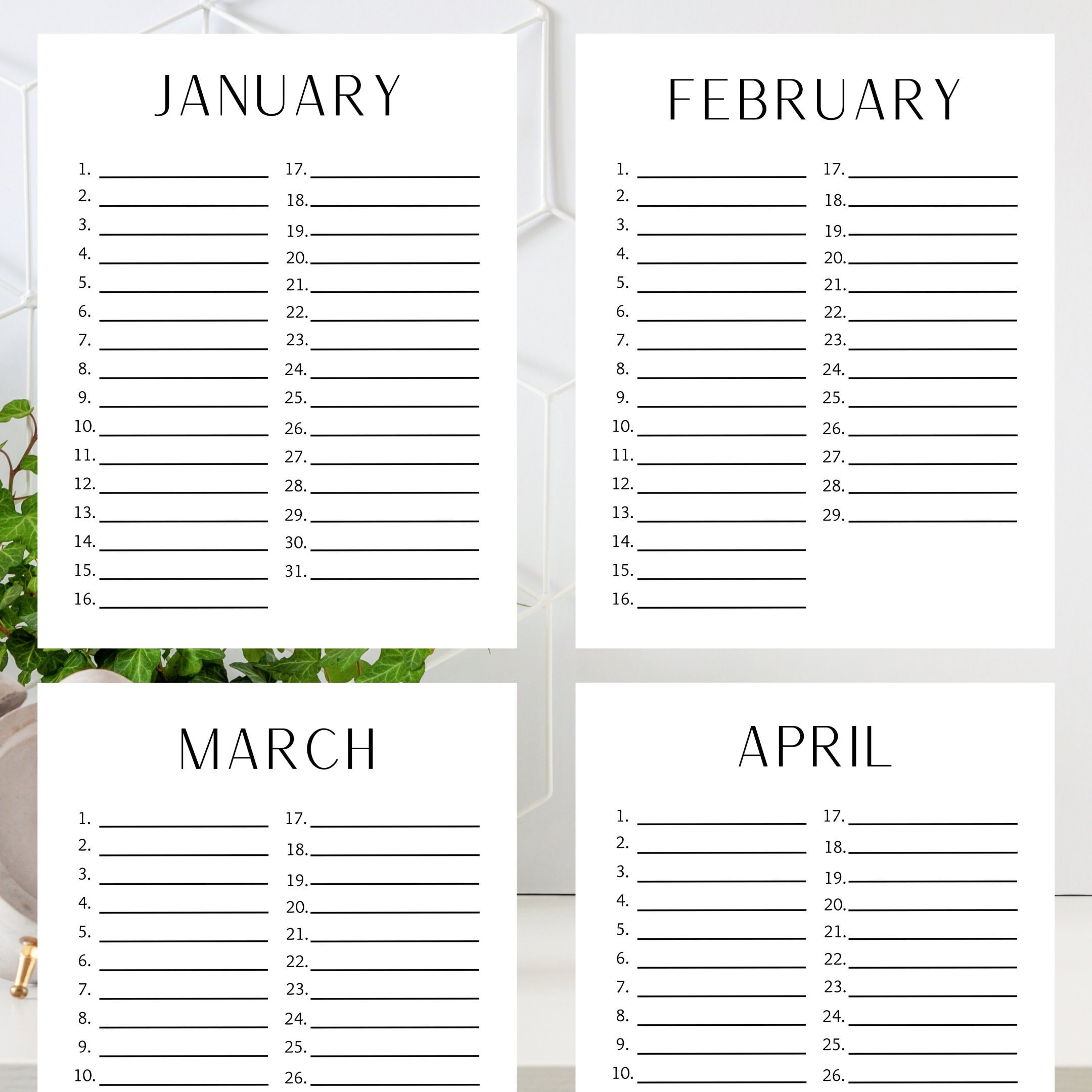Perpetual Birthday Calendar, Perpetual Birth Flower Calendar, Perpetual ...