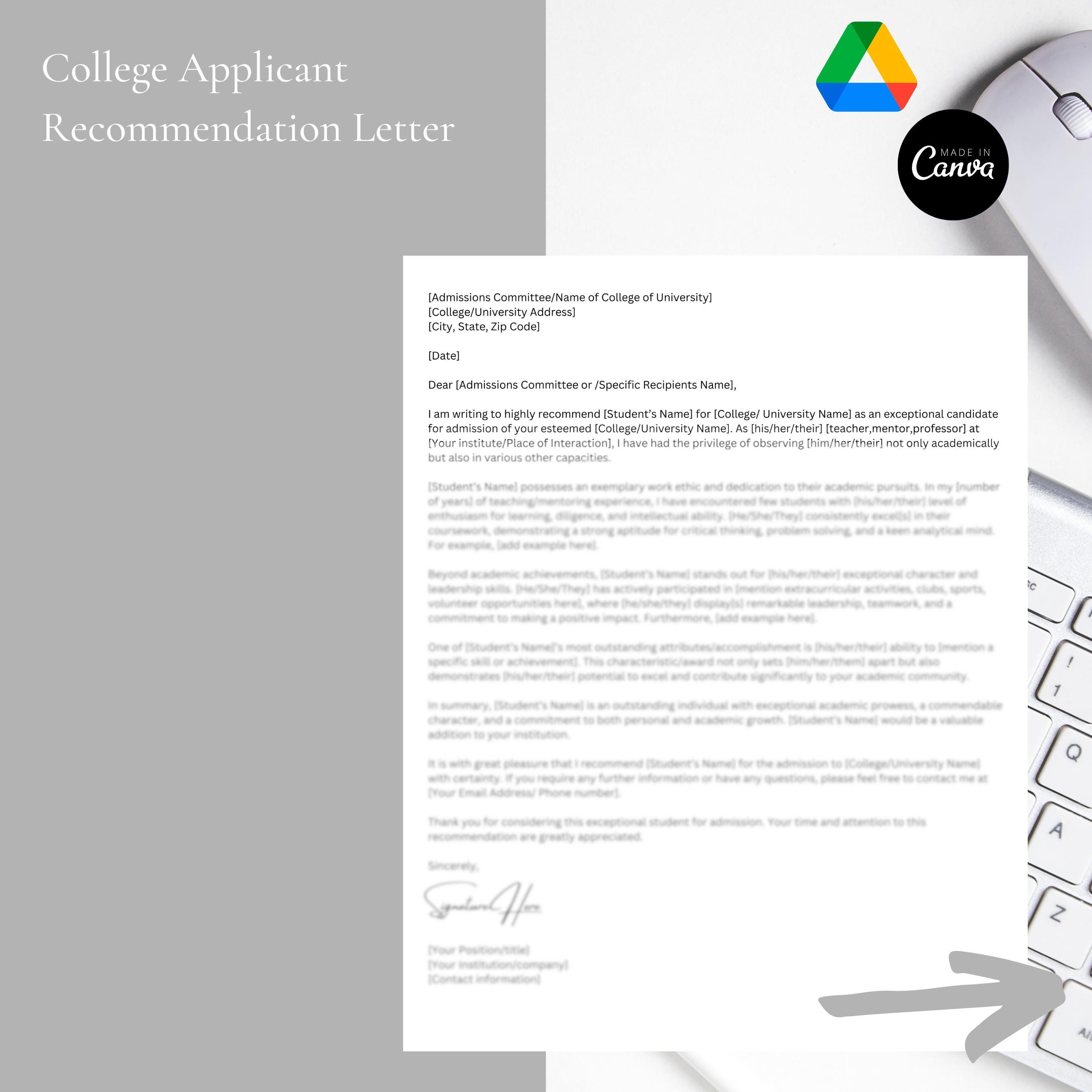 Comprehensive Letter of Recommendation Bundle: Graduate School ...