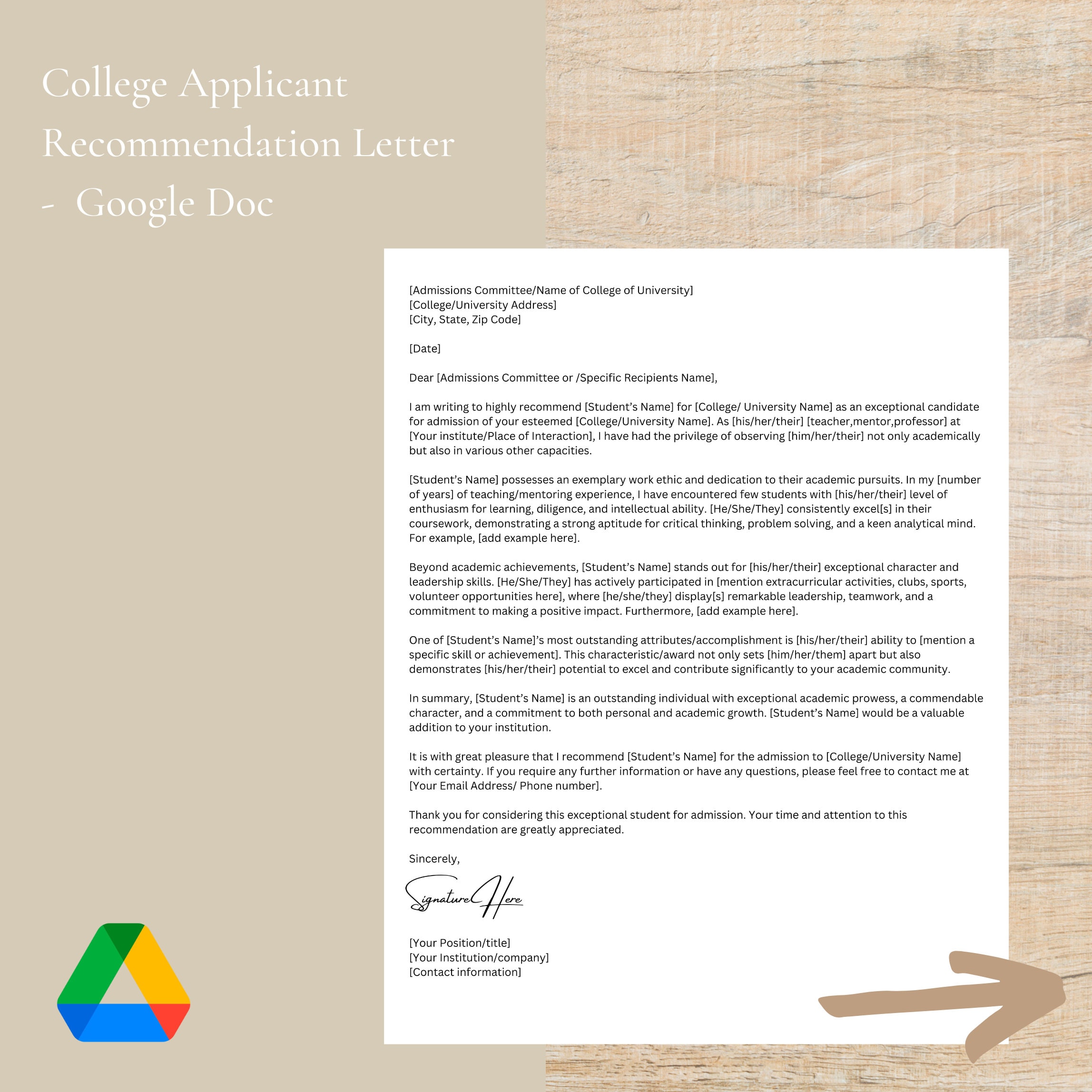 College Applicant Recommendation Letter Recommendation - Etsy