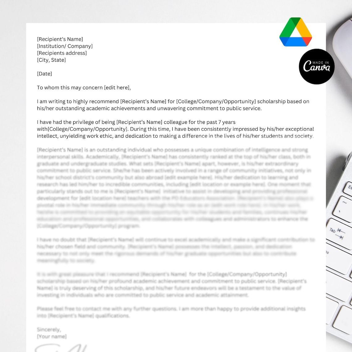 Comprehensive Letter of Recommendation Bundle: Graduate School ...