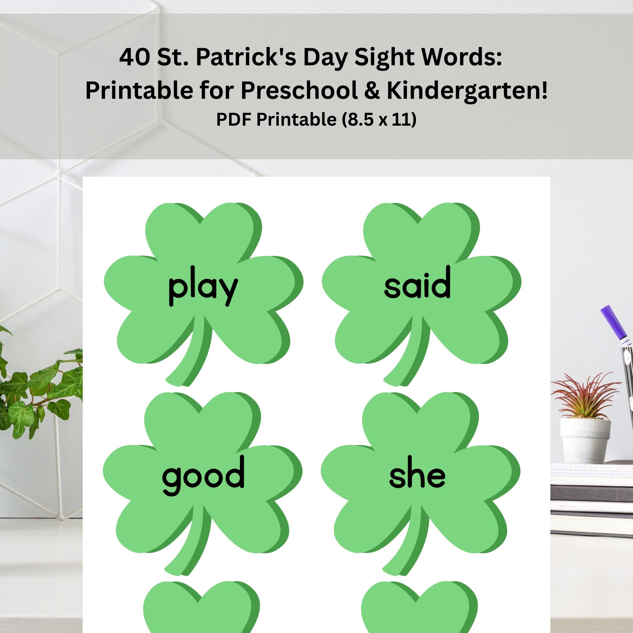 Shamrock Sight Words, St. Patrick's Day Activity (printable PDF) - Etsy