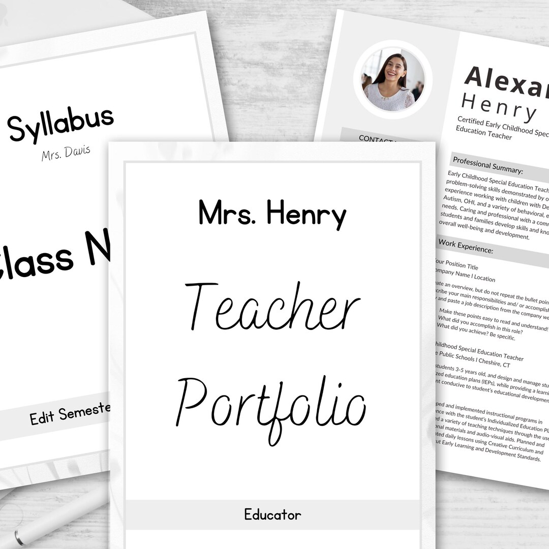 Neutral Teacher Portfolio Mega Bundle: Resume, CV, Syllabus, Cover ...