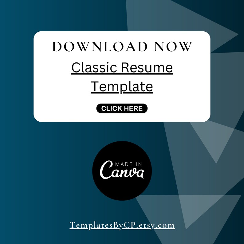 Classic Resume Template Professional Resume CV Template - Etsy