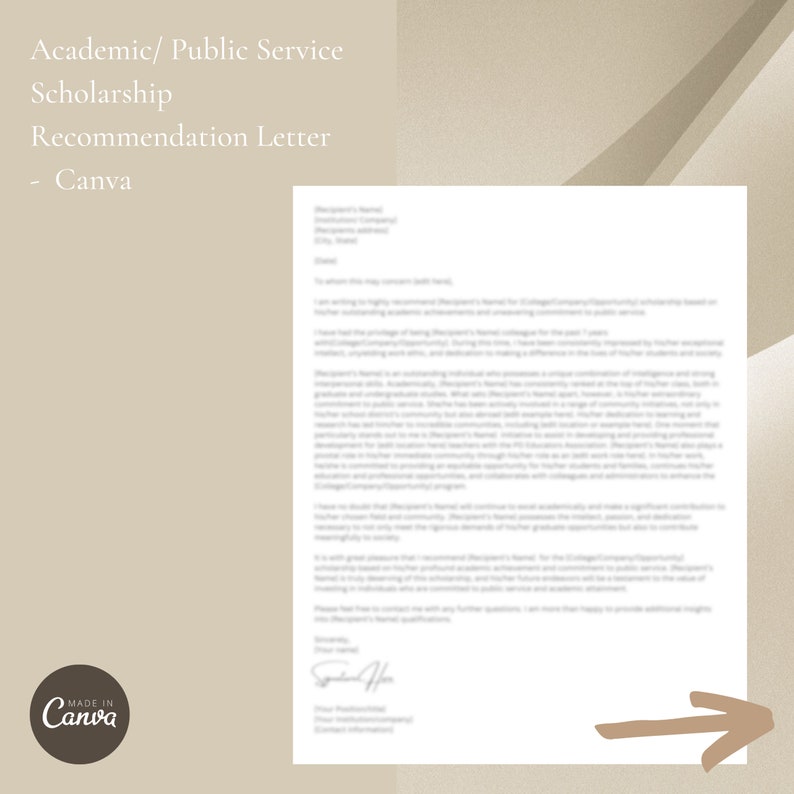 Professional Letter of Recommendation Template for Academic & Public ...