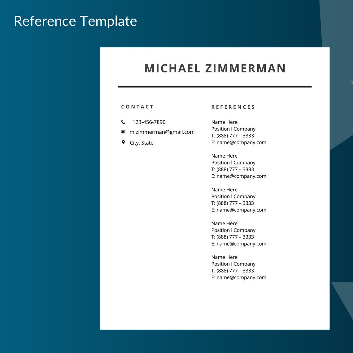 Classic Resume Template Professional Resume CV Template - Etsy