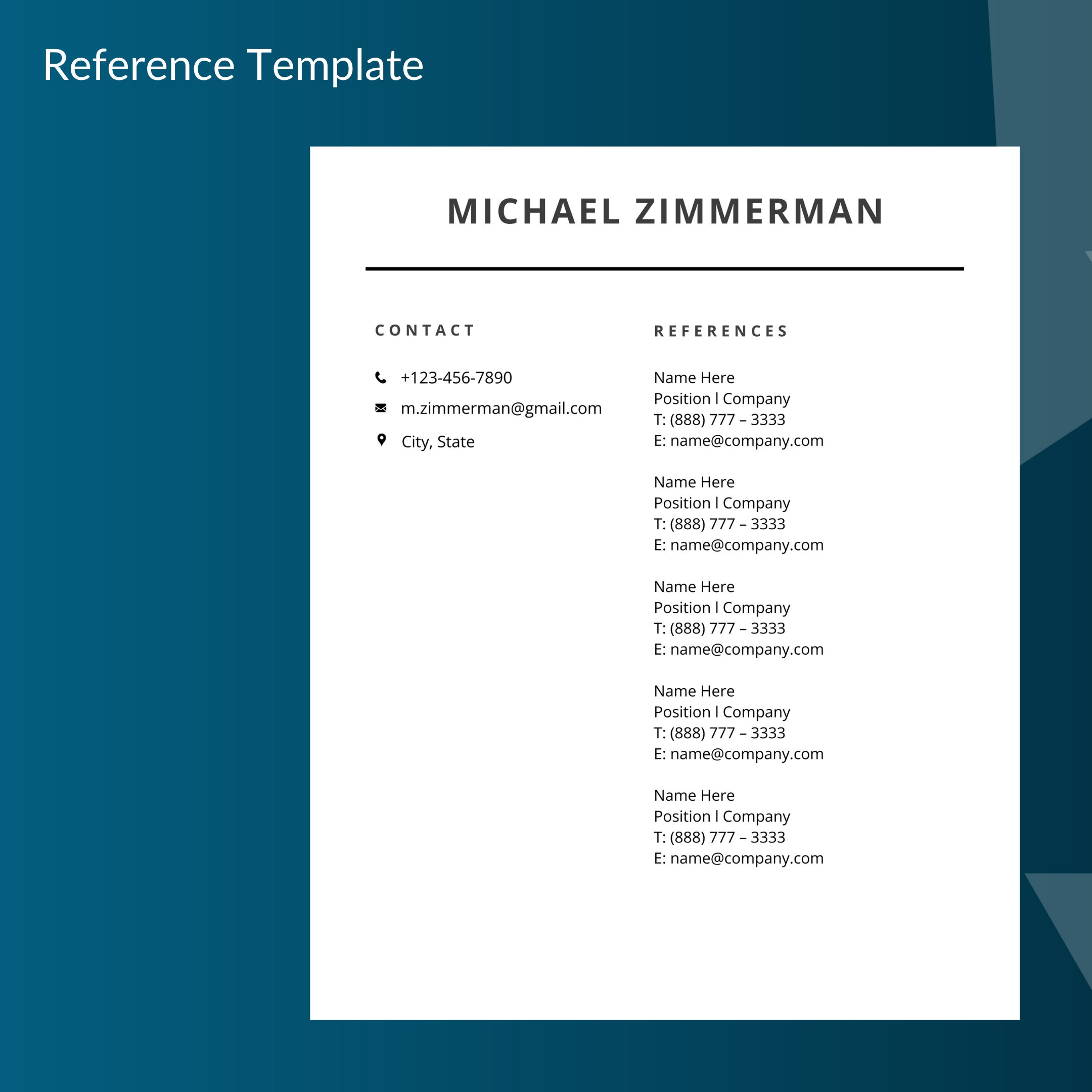 Classic Resume Template Professional Resume CV Template - Etsy