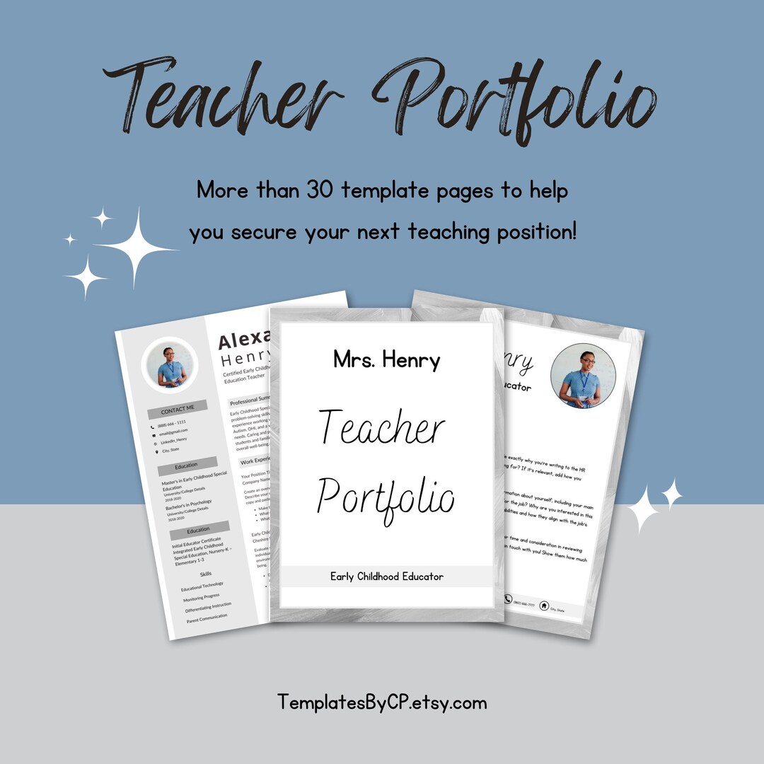 Teacher Portfolio, Teacher Portfolio Template, Educational Portfolio ...