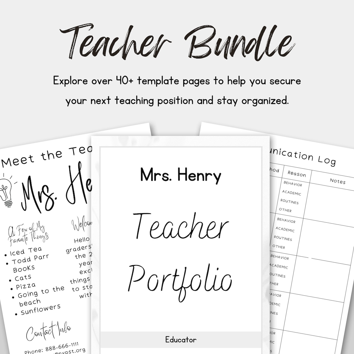 Neutral Teacher Portfolio, Teacher Portfolio Template, Educational ...