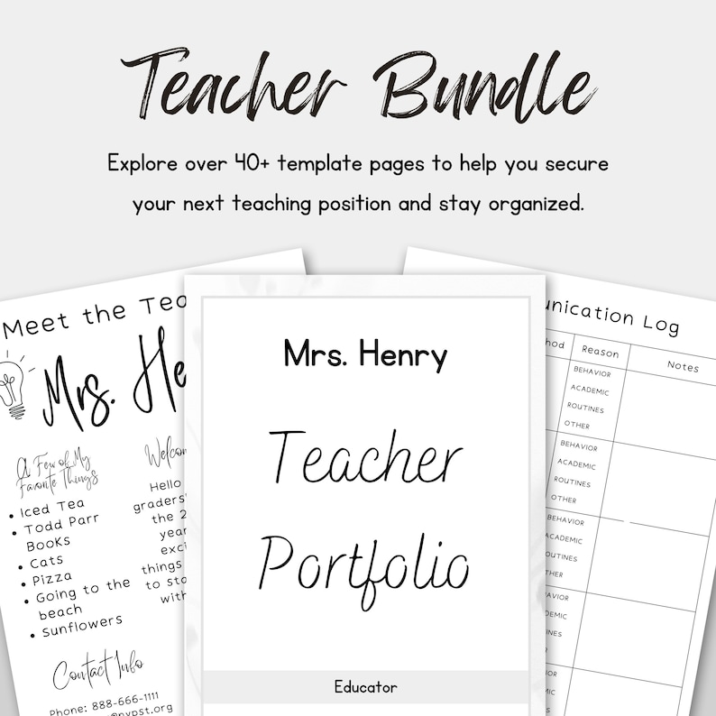 Neutral Teacher Portfolio, Teacher Portfolio Template, Educational ...