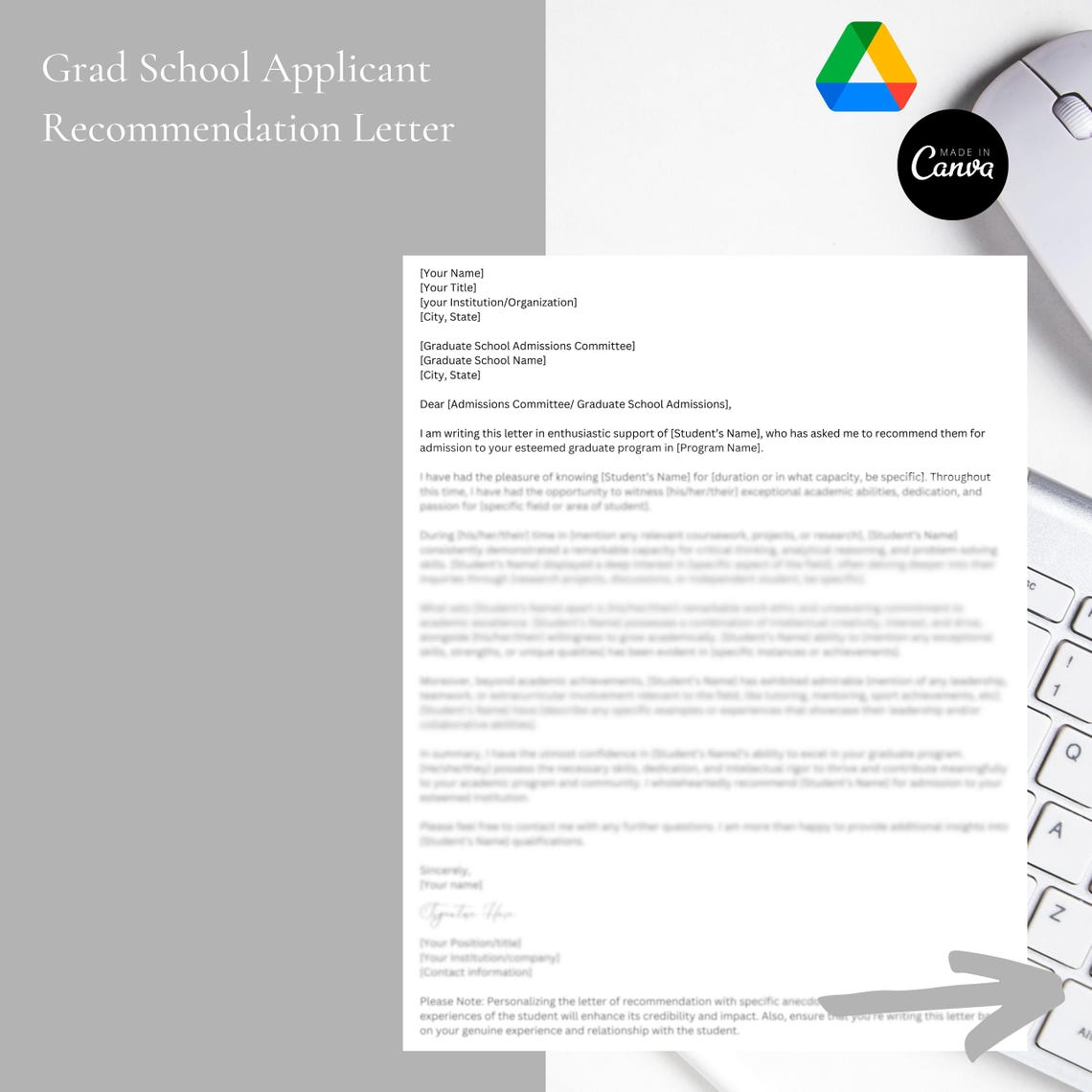 Comprehensive Letter of Recommendation Bundle: Graduate School ...