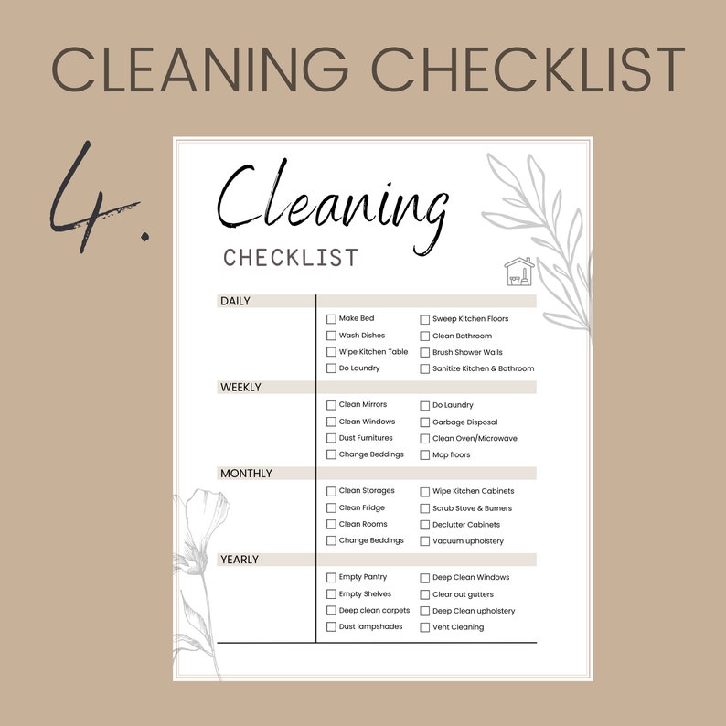 Cleaning Checklist, Cleaning Schedule, Cleaning Printable, Cleaning ...