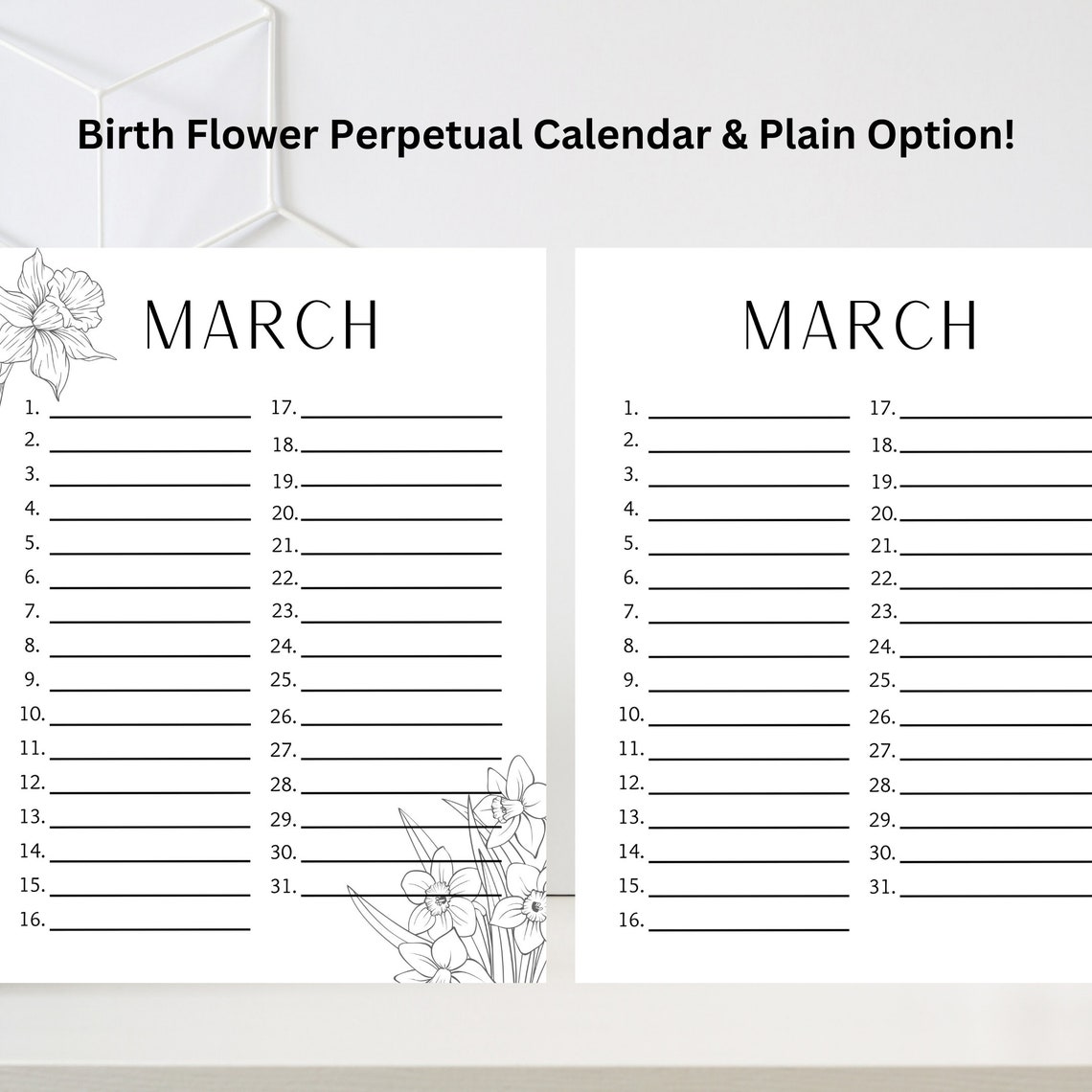 Perpetual Birthday Calendar, Perpetual Birth Flower Calendar, Perpetual ...