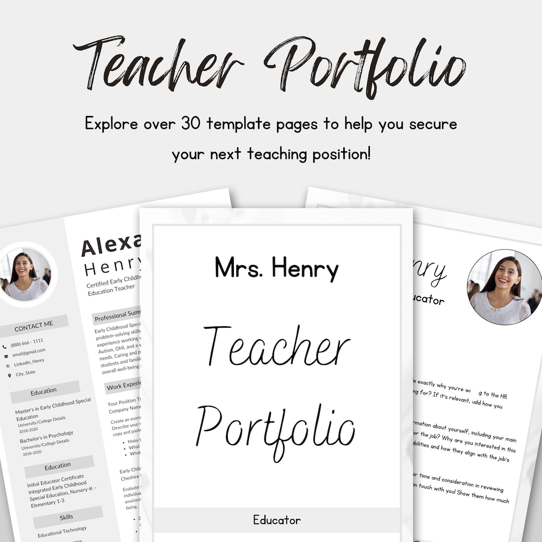 Neutral Teacher Portfolio, Teacher Portfolio Template, Educational ...