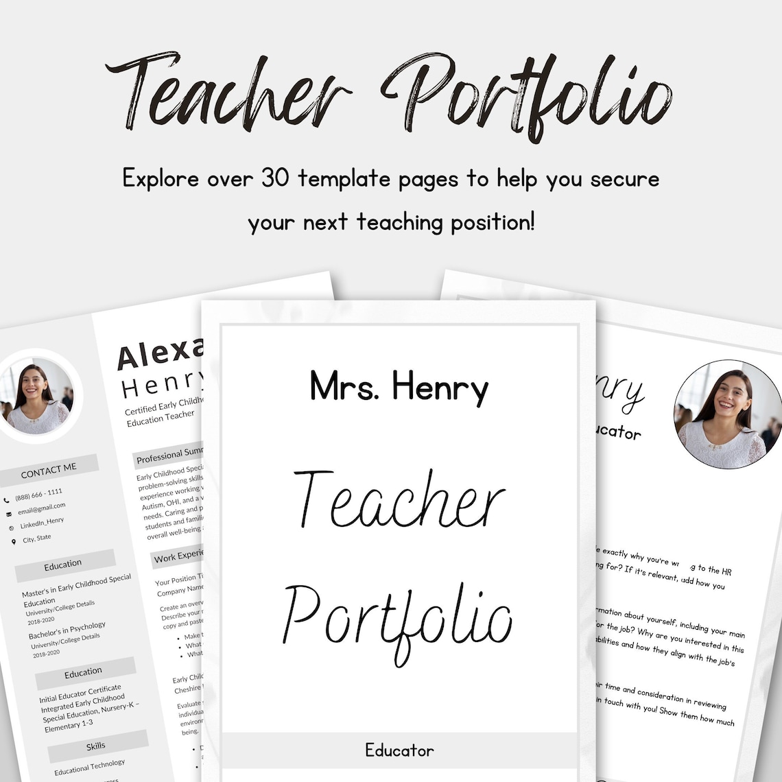 Neutral Teacher Portfolio, Teacher Portfolio Template, Educational ...