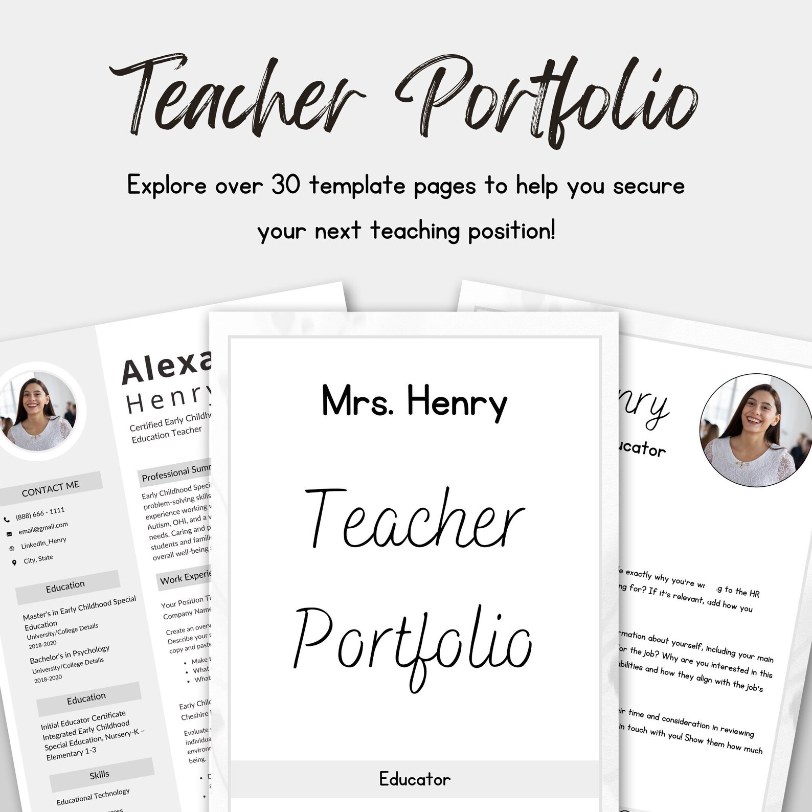 Neutral Teacher Portfolio, Teacher Portfolio Template, Educational ...