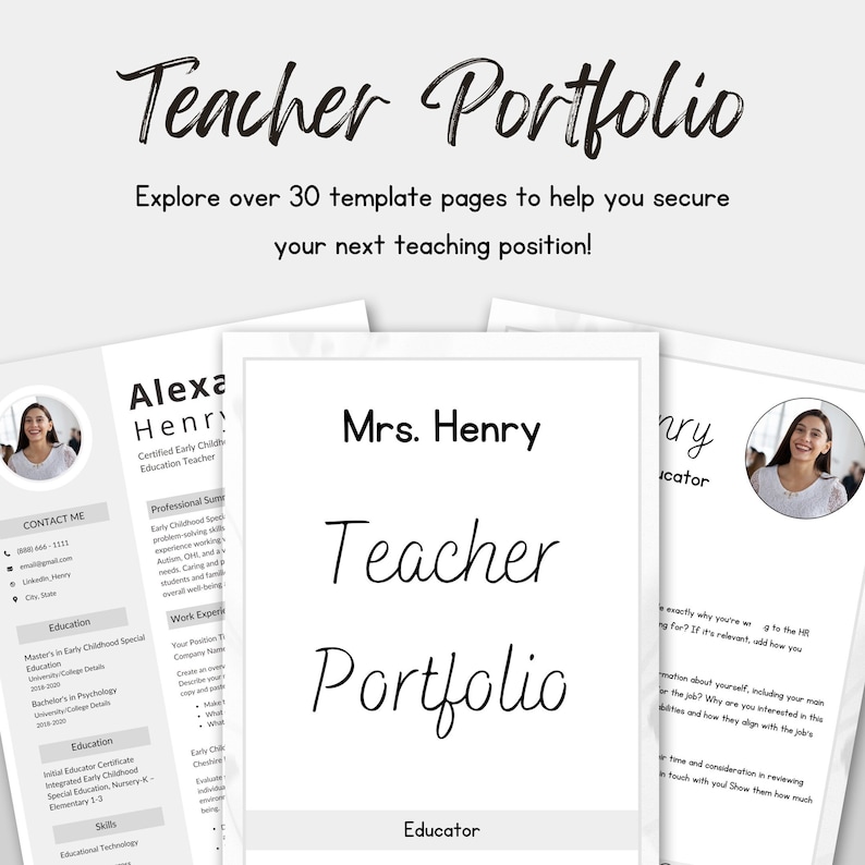 Neutral Teacher Portfolio, Teacher Portfolio Template, Educational ...