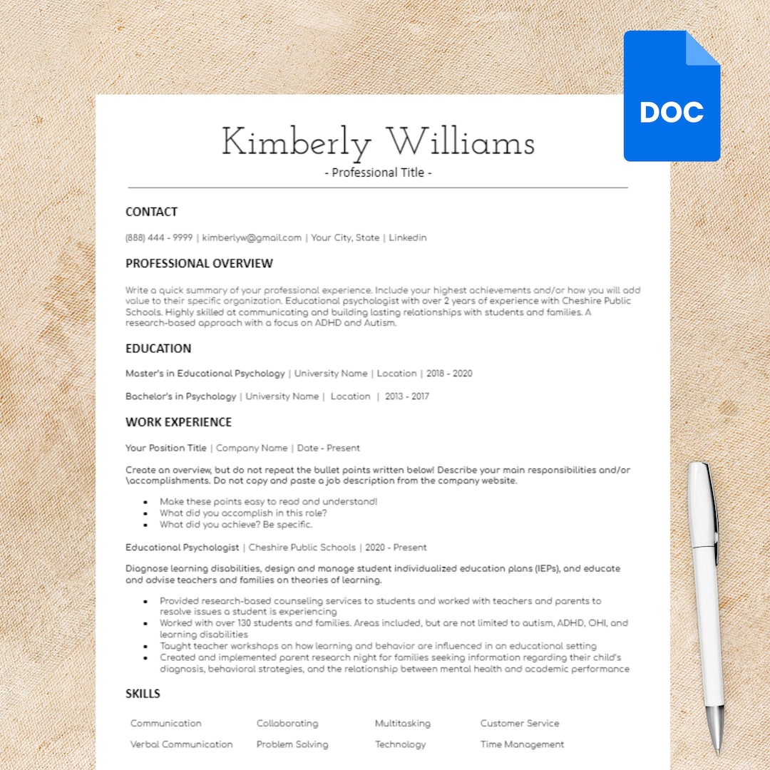 Modern Resume Template for Google Docs, Resume Template Google Docs ...