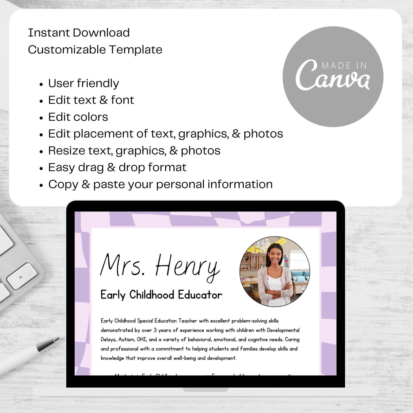 Vintage-inspired Teacher Portfolio Template: Educational Resume ...