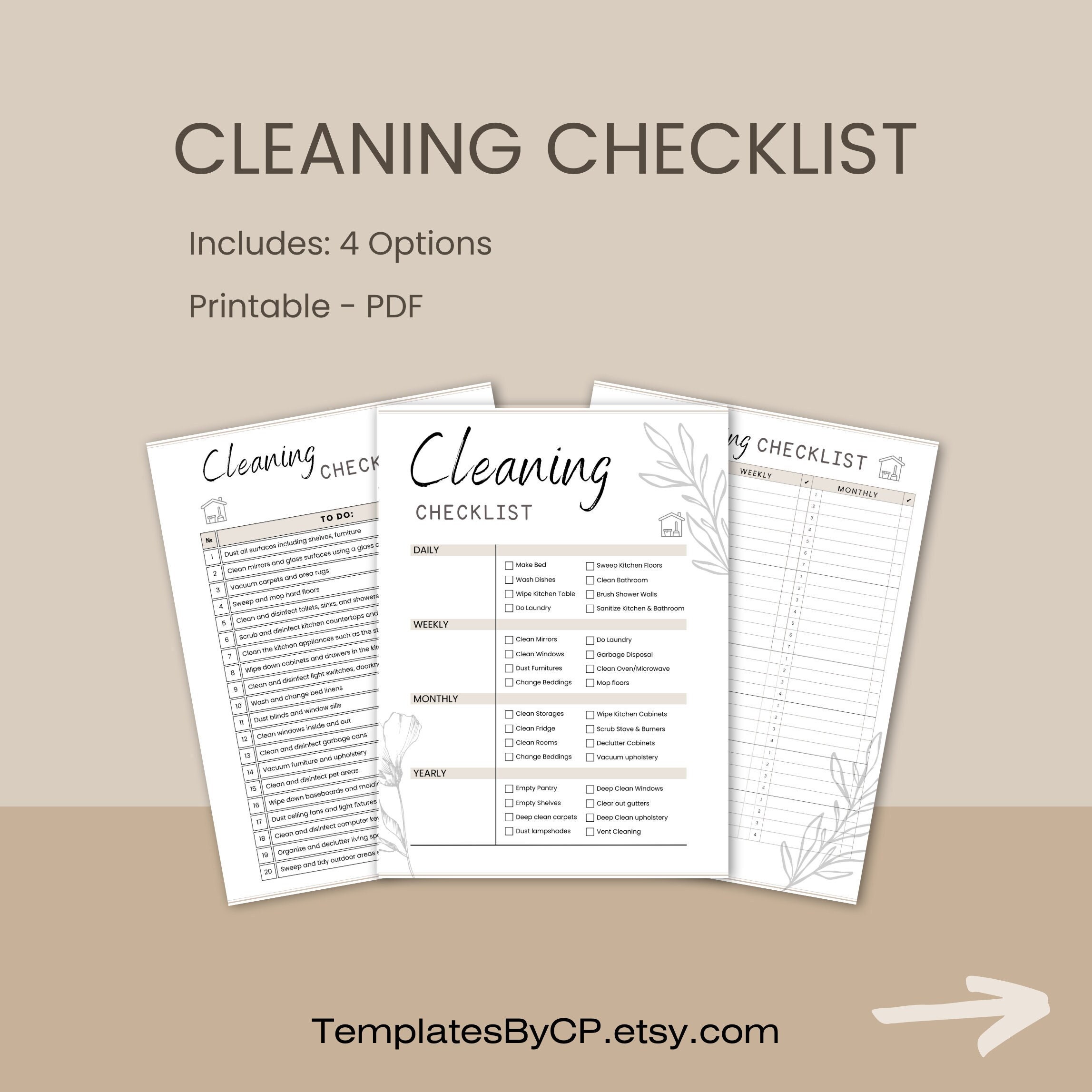 Cleaning Checklist, Cleaning Schedule, Cleaning Printable, Cleaning ...