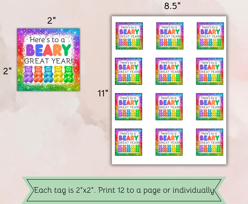 Gummy Bear Back to School Treat Tag, Student Gift, Here's to a Beary ...