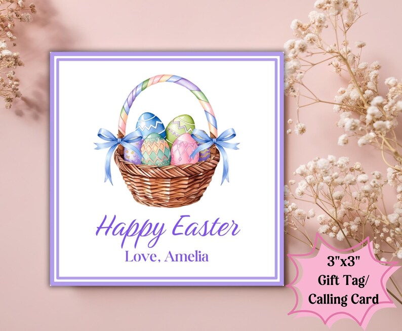 Easter Gift Tag Printable, Easter Basket Tag, Template, Personalized ...