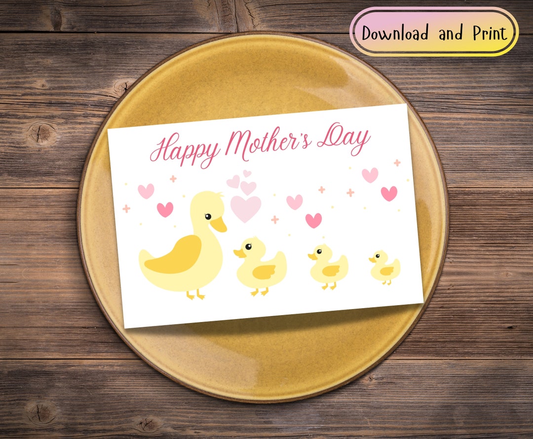 Mother's Day Mother Duck and Duckling Printable Card Digital Download ...