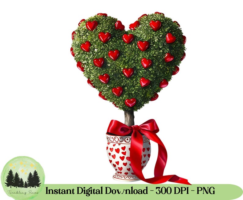 Chinoiserie Valentine's Day Clipart, Red Hearts Bow, Grandmillenial ...