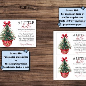 Hello New Neighbor Introduction Card, Christmas, Grandmillenial, Red ...