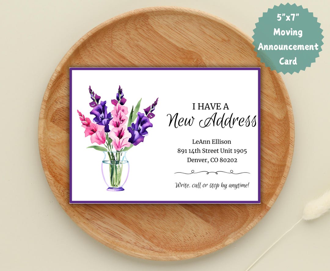 Change of Address Announcement Template,flower, Floral, I've Moved Card ...