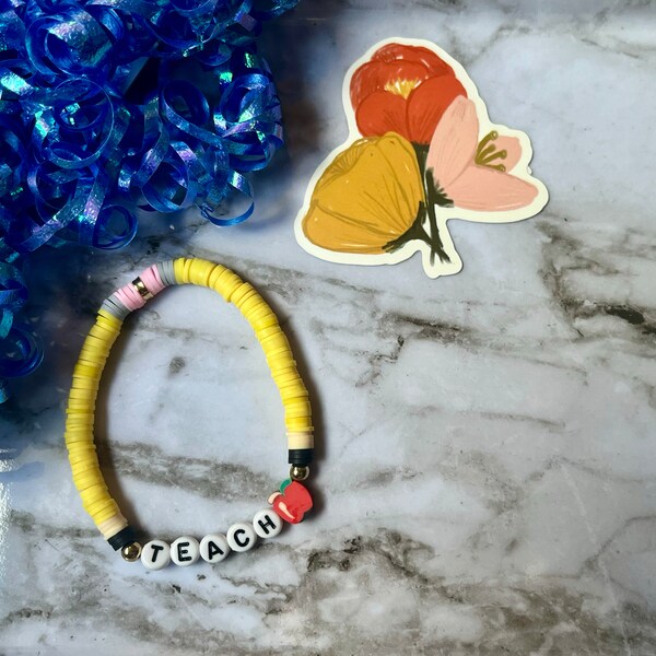 Back to School Clay Bracelet - Etsy