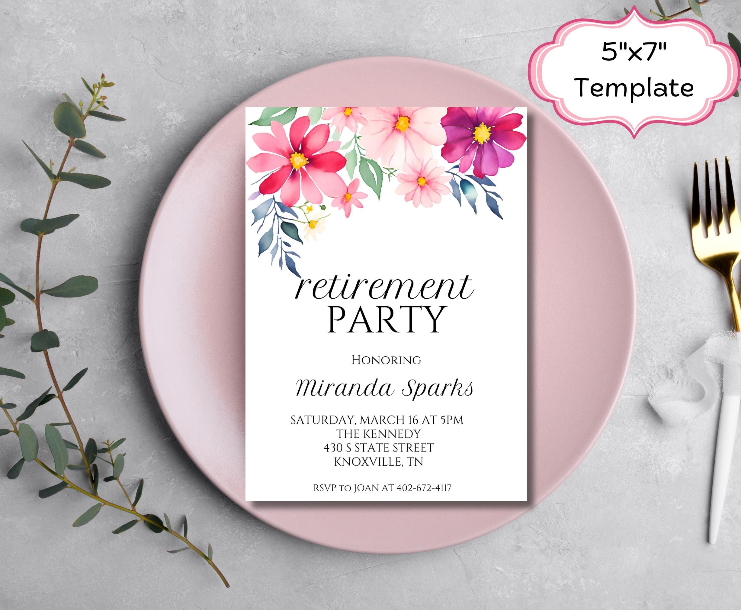 Floral Retirement Party Invitation Printable Invite Template Canva ...
