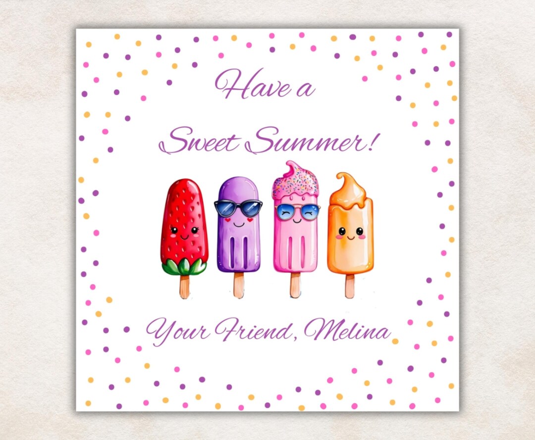 Printable Popsicle End of School Year Gift Tag, Personalized Have A ...