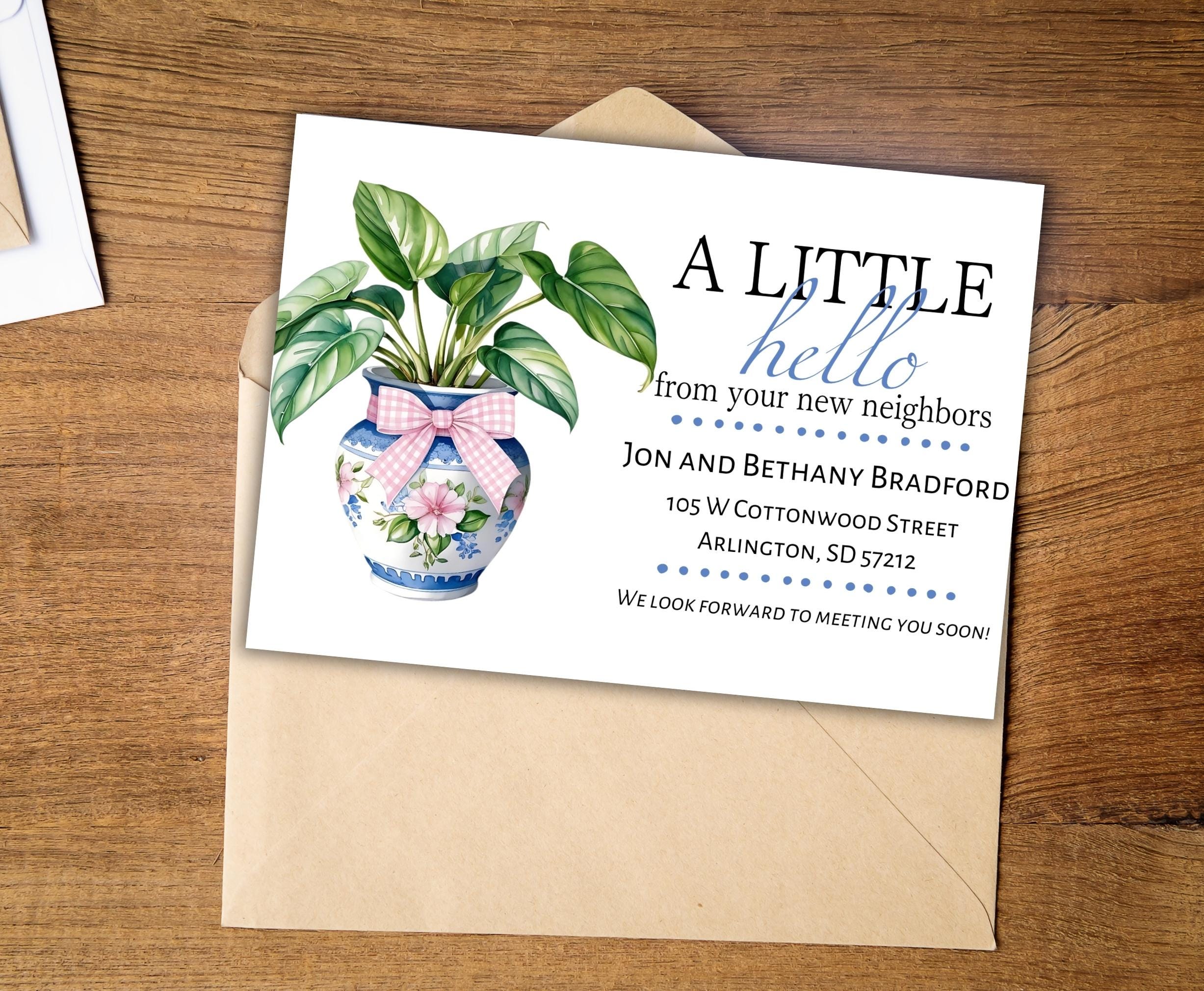Grandmillenial Hello Neighbor Introduction Card, Printable Chinoiserie ...