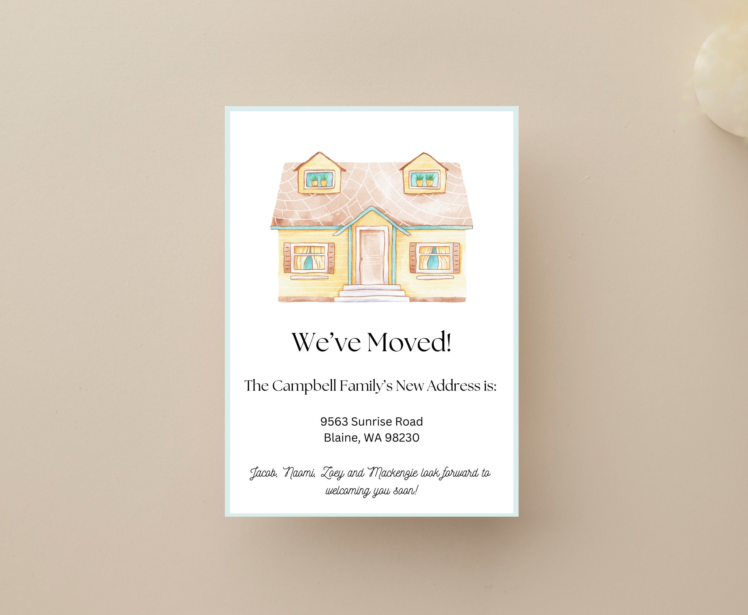 Printable Moving Announcement Template, Customized New Address Card ...