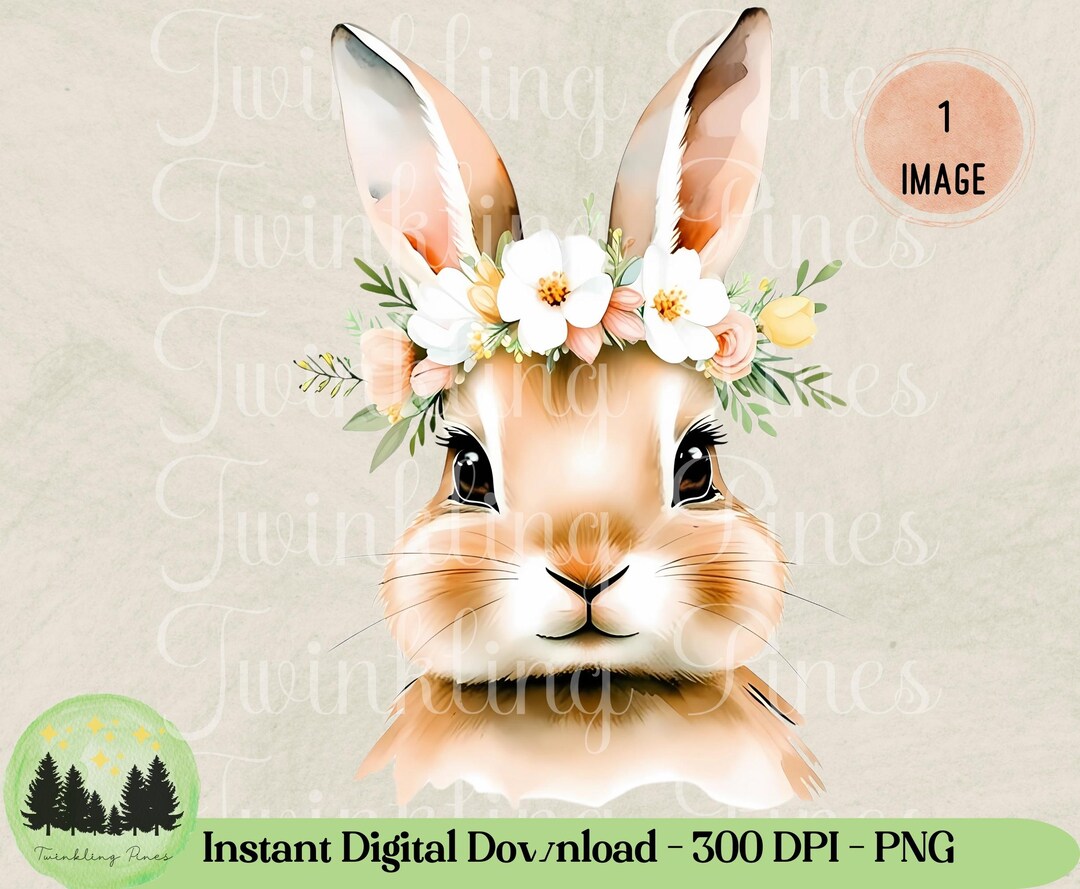 Watercolor Floral Easter Bunny Clipart, High Quality PNG, Rabbit, Bunny ...