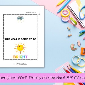 Bright School Year Printable Greeting Card, First Day of School Card ...