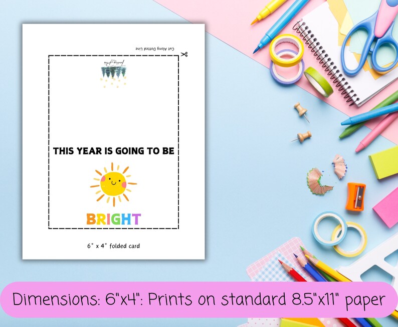 Bright School Year Printable Greeting Card, First Day of School Card ...