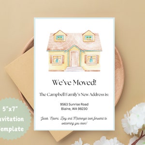 Printable Moving Announcement Template, Customized New Address Card ...