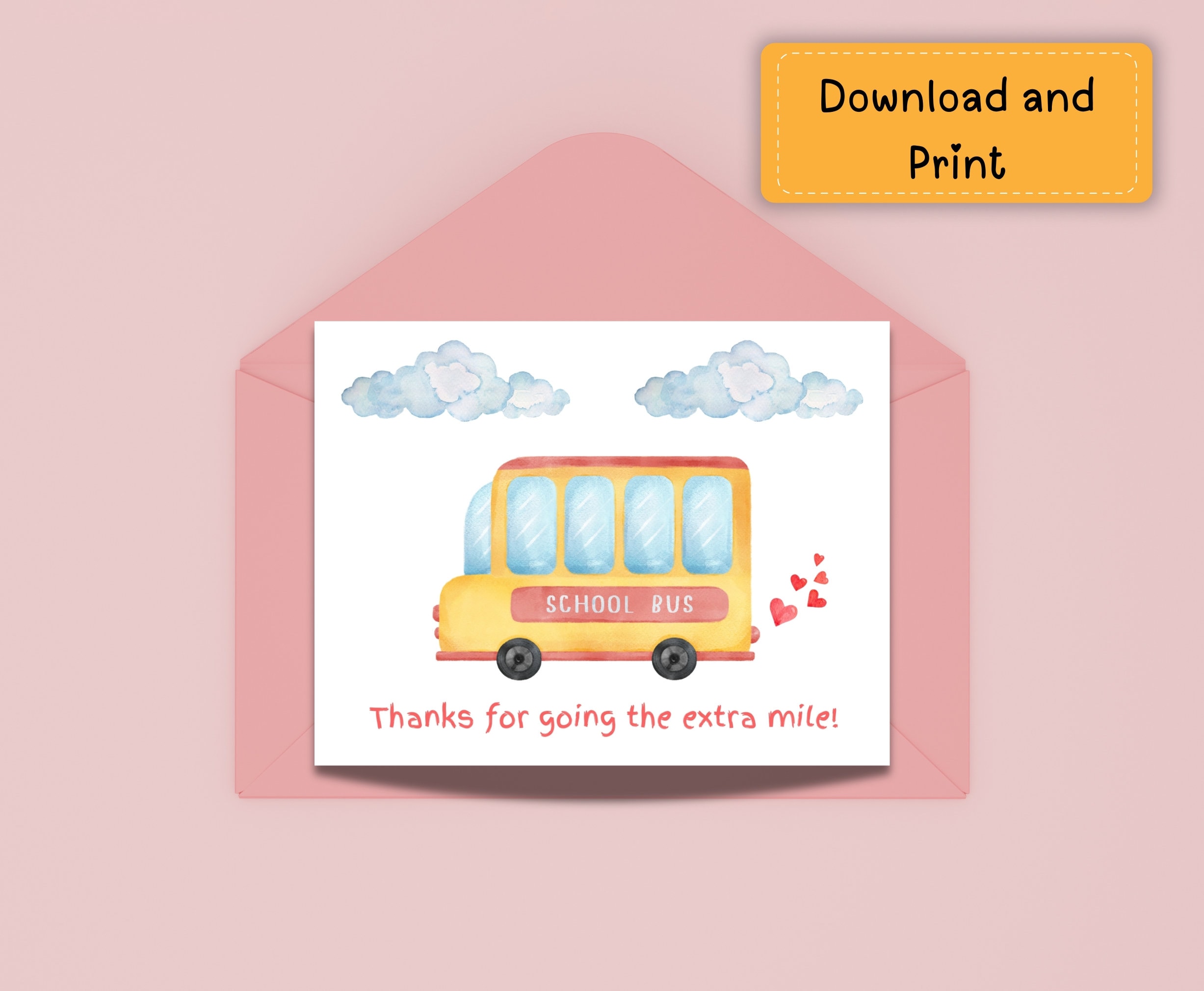 School Bus Driver Printable Thank You Card, Instant Download, End of ...