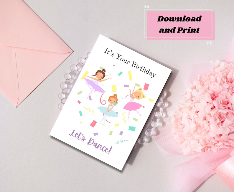 Printable Birthday Card Ballerina Happy Birthday Card Ballet Dancer ...