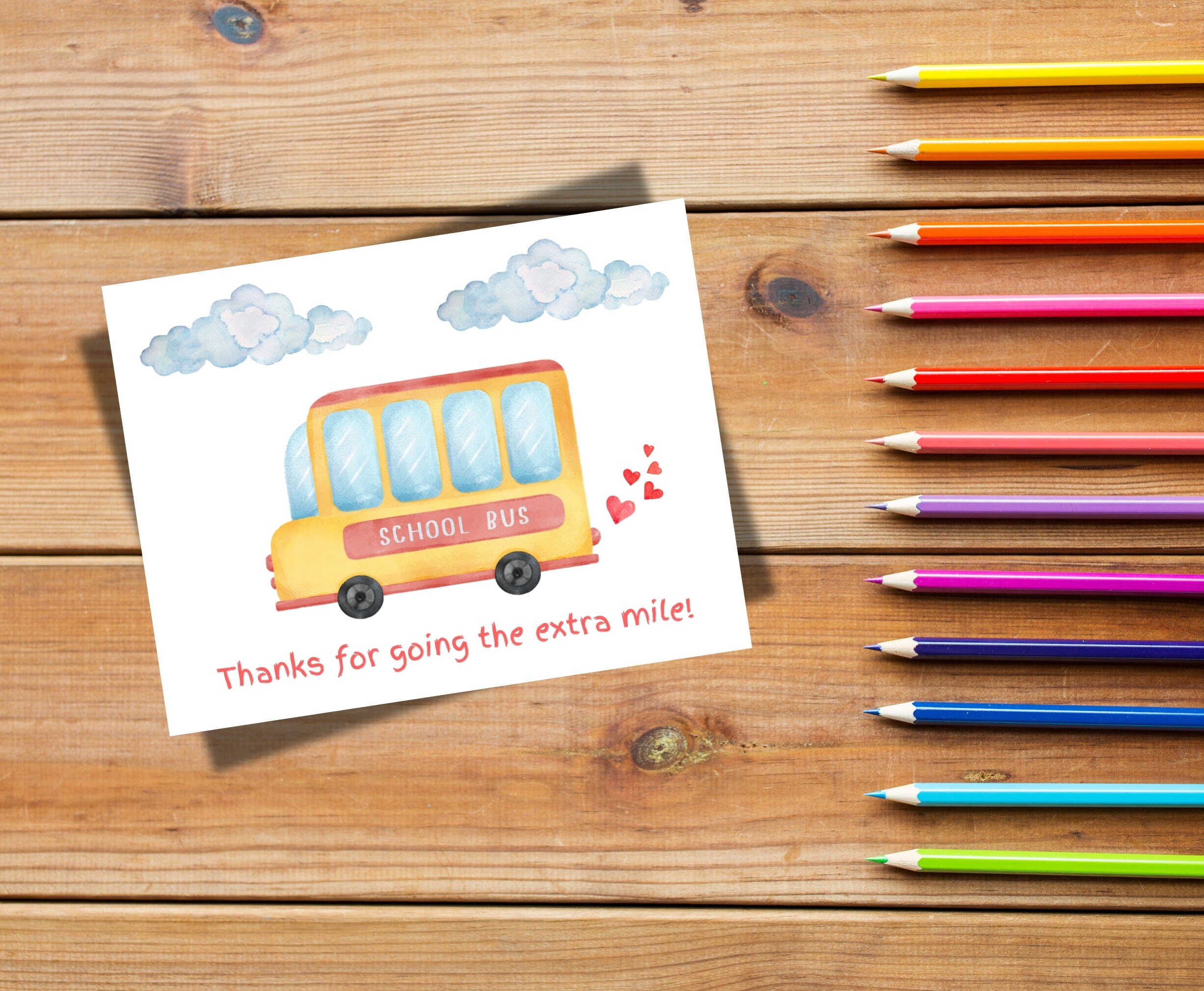 School Bus Driver Printable Thank You Card, Instant Download, End of ...