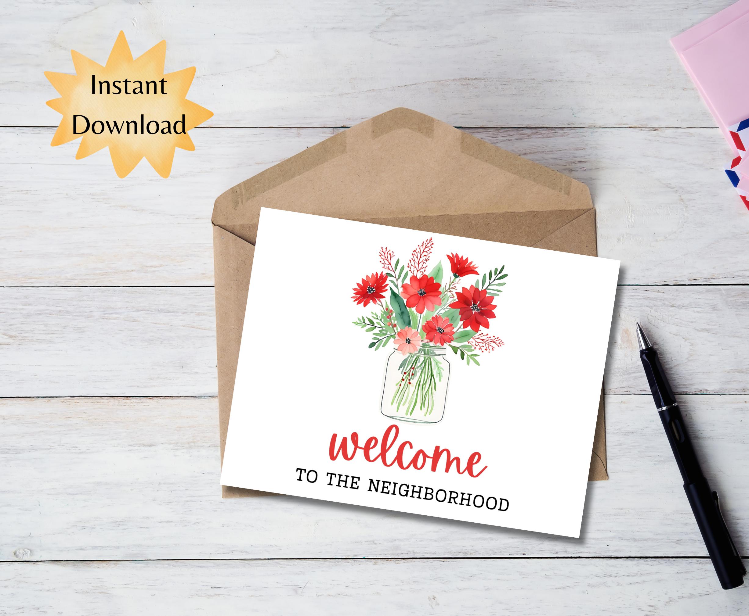 Welcome to the Neighborhood Printable Greeting Card, Hello New Neighbor ...
