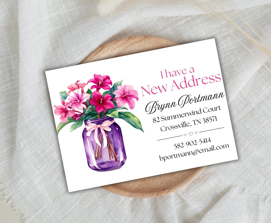 I Have A New Address Printable Announcement Template, Tropical Floral ...