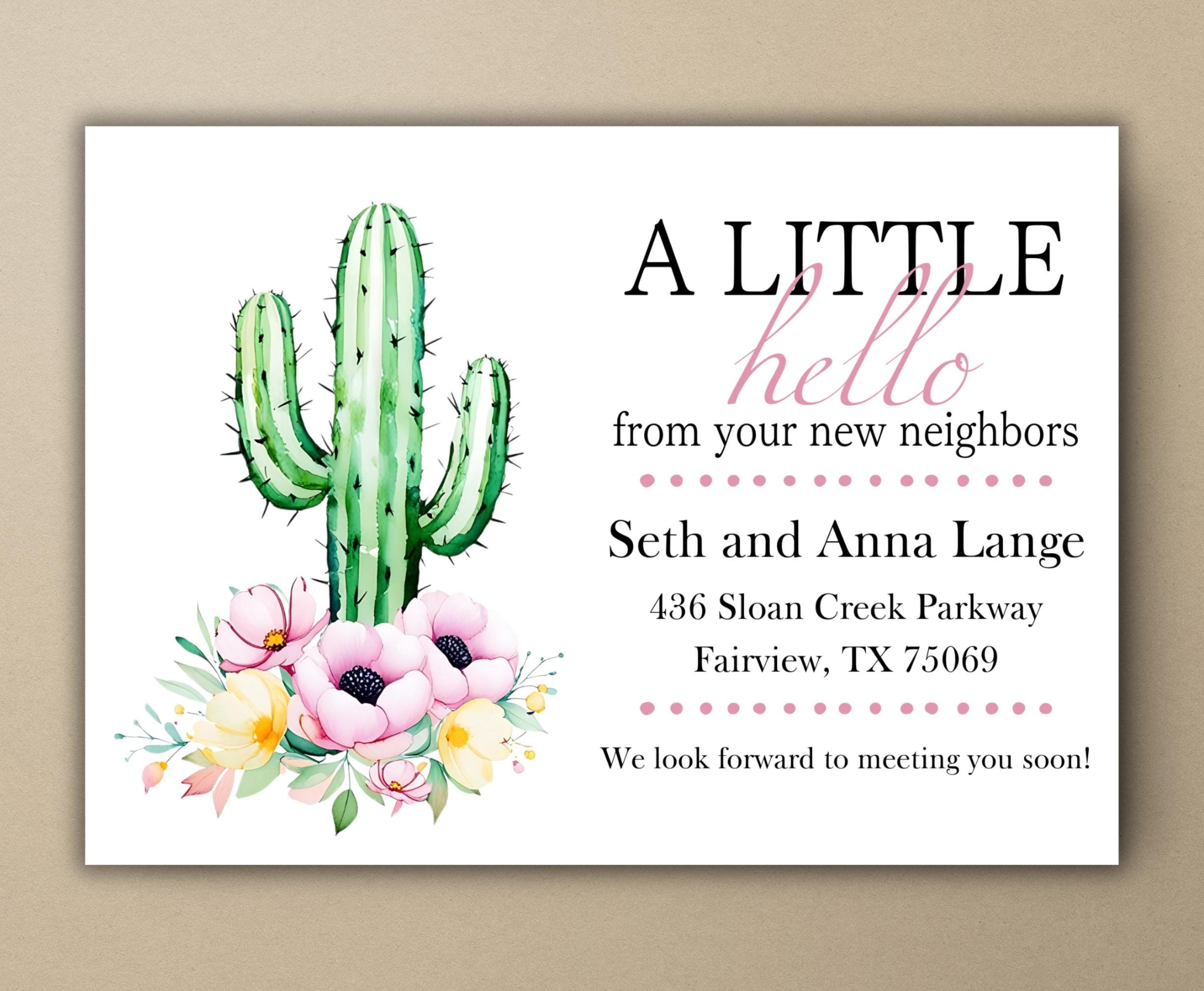 Hello From Your New Neighbor Printable Card Template, Neighbor ...