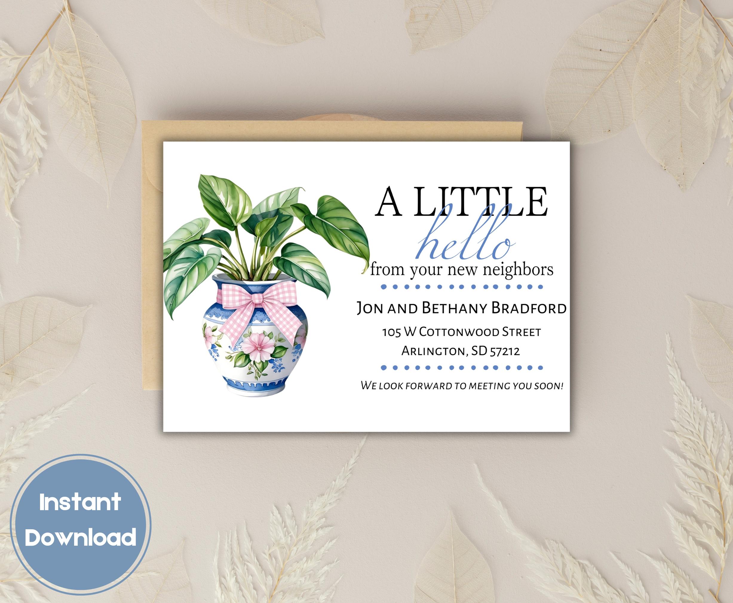 Grandmillenial Hello Neighbor Introduction Card, Printable Chinoiserie ...